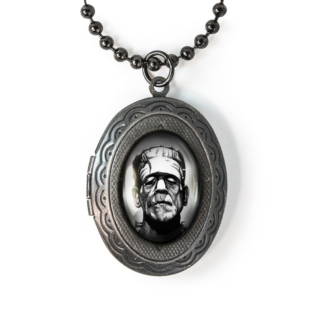 Gunmetal Gothic Frankenstein Horror Icon Keepsake Halloween Locket ...