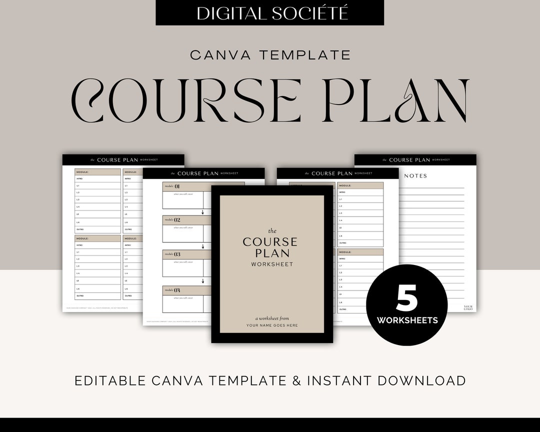 5 Editable Business Course Plan Worksheet Canva Template - Etsy
