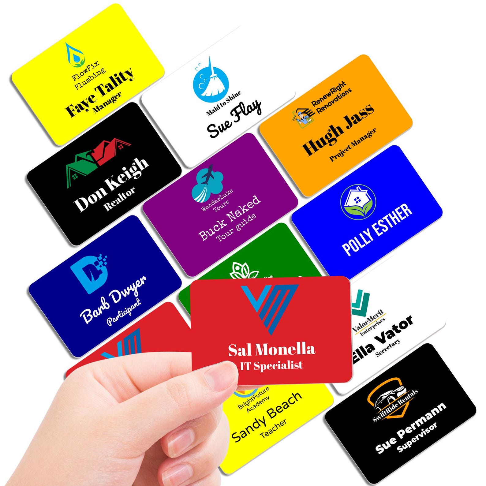 Magnet Me up Custom Printed Magnetic Name Tag Badge With Logo on Top ...