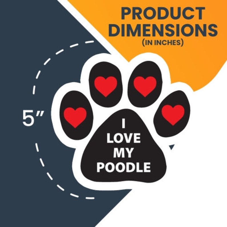I Love My Poodle Pawprint Car Magnet by Magnet Me up 5 - Etsy