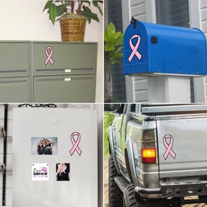 Pink Breast Cancer Awareness Ribbon Car Magnet Decal Heavy Duty ...