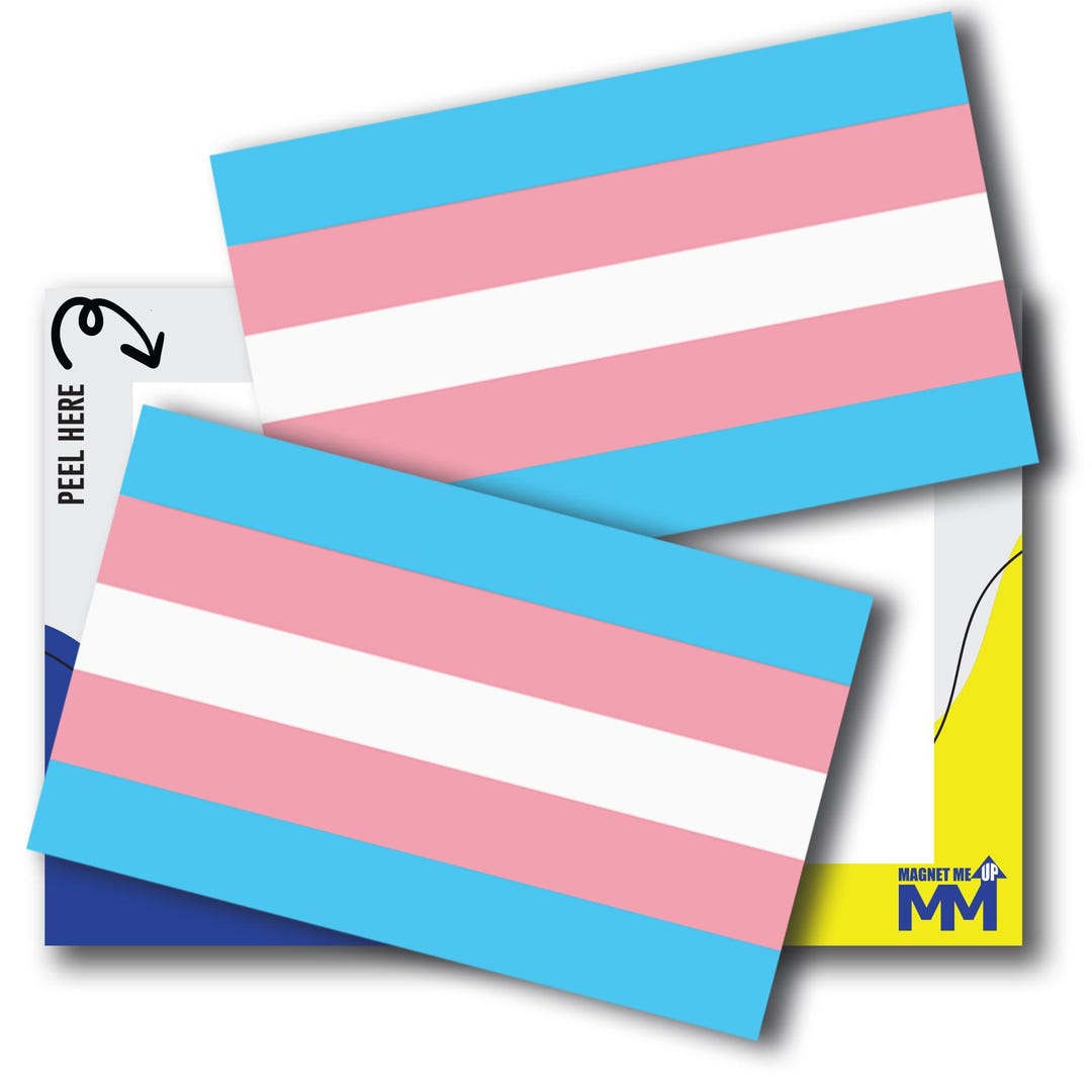 Transgender Pride Flag Bumper Sticker, 3x5" Adhesive Decal, 2 Pack ...