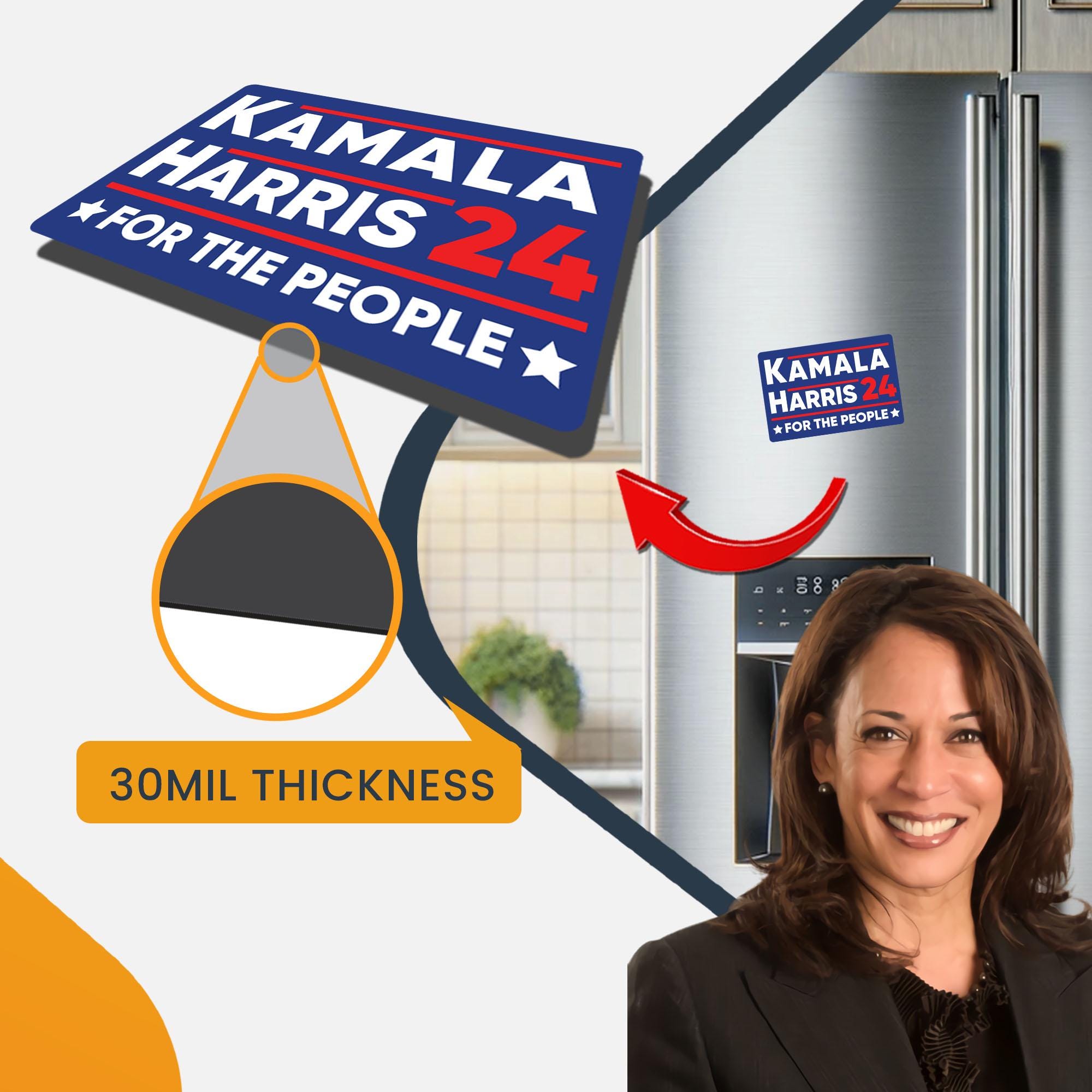 Magnet Me up Kamala Harris 2024 Election Magnetic Decal, 4x6 Inch, for ...