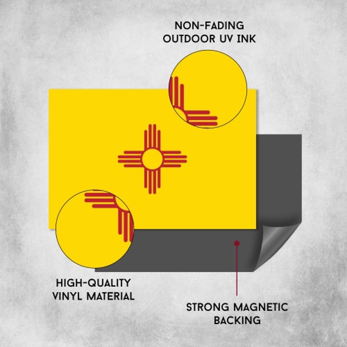 New Mexico Car Magnet US State Flag Refrigerator Locker SUV Heavy Duty ...