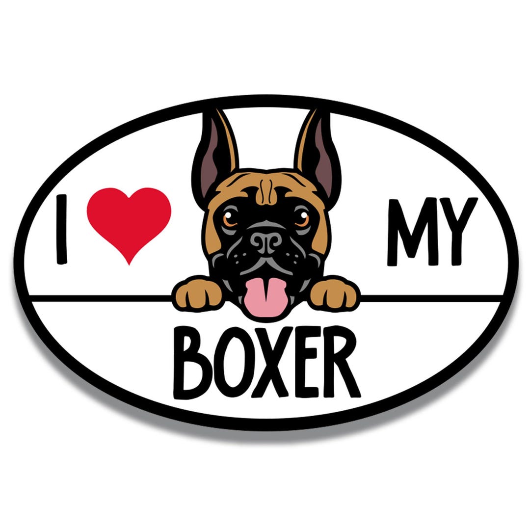 Magnet Me up I Love My Boxer Dog Breed Car Magnet, 4x6 Inches Oval ...