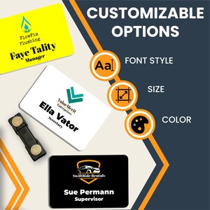 Magnet Me up Custom Printed Magnetic Name Tag Badge With Logo on Top ...