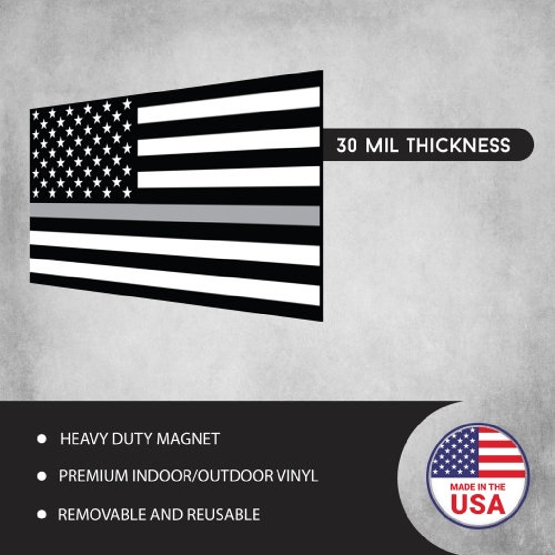 Thin Silver Line American Flag Magnets 2 Pack 3x5 Decals Heavy - Etsy