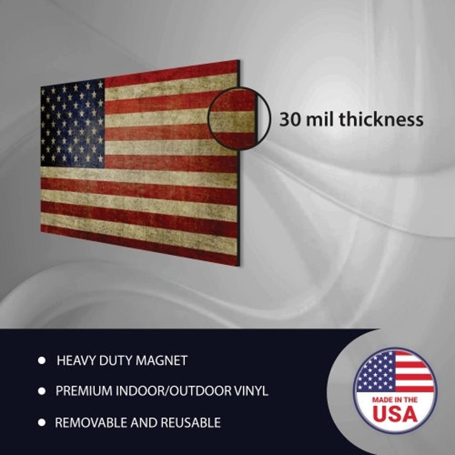 Weathered American Flag Car Magnet Decals - 2 Pack 3 X 5 Opposing Heavy ...