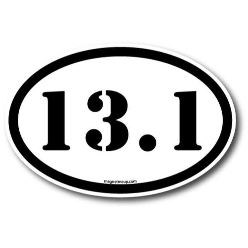 13.1 Half Marathon Black Stencil Oval Car Magnet 4x6" Decal Heavy Duty ...