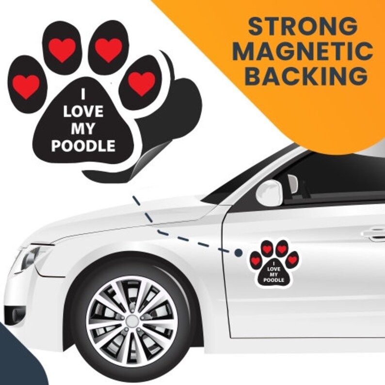 I Love My Poodle Pawprint Car Magnet by Magnet Me up 5 - Etsy