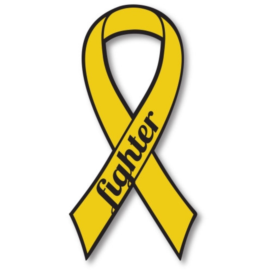 Gold Childhood Cancer Fighter Ribbon Car Magnet Decal Heavy Duty ...