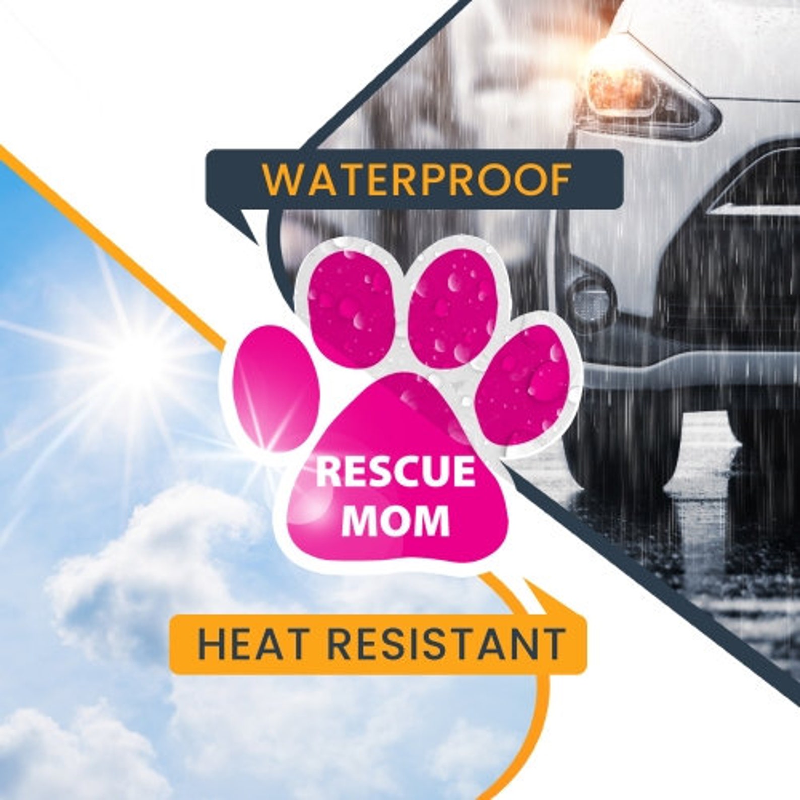 Rescue Mom Pawprint Car Magnet by Magnet Me up 5 Pink - Etsy