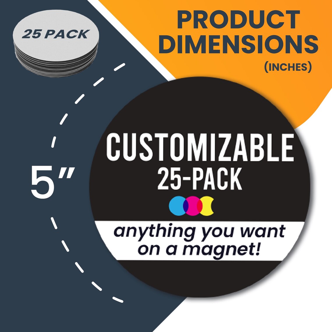 Magnet Me up Customizable 5 Inch Round Magnet Pack, 25 Piece, for ...