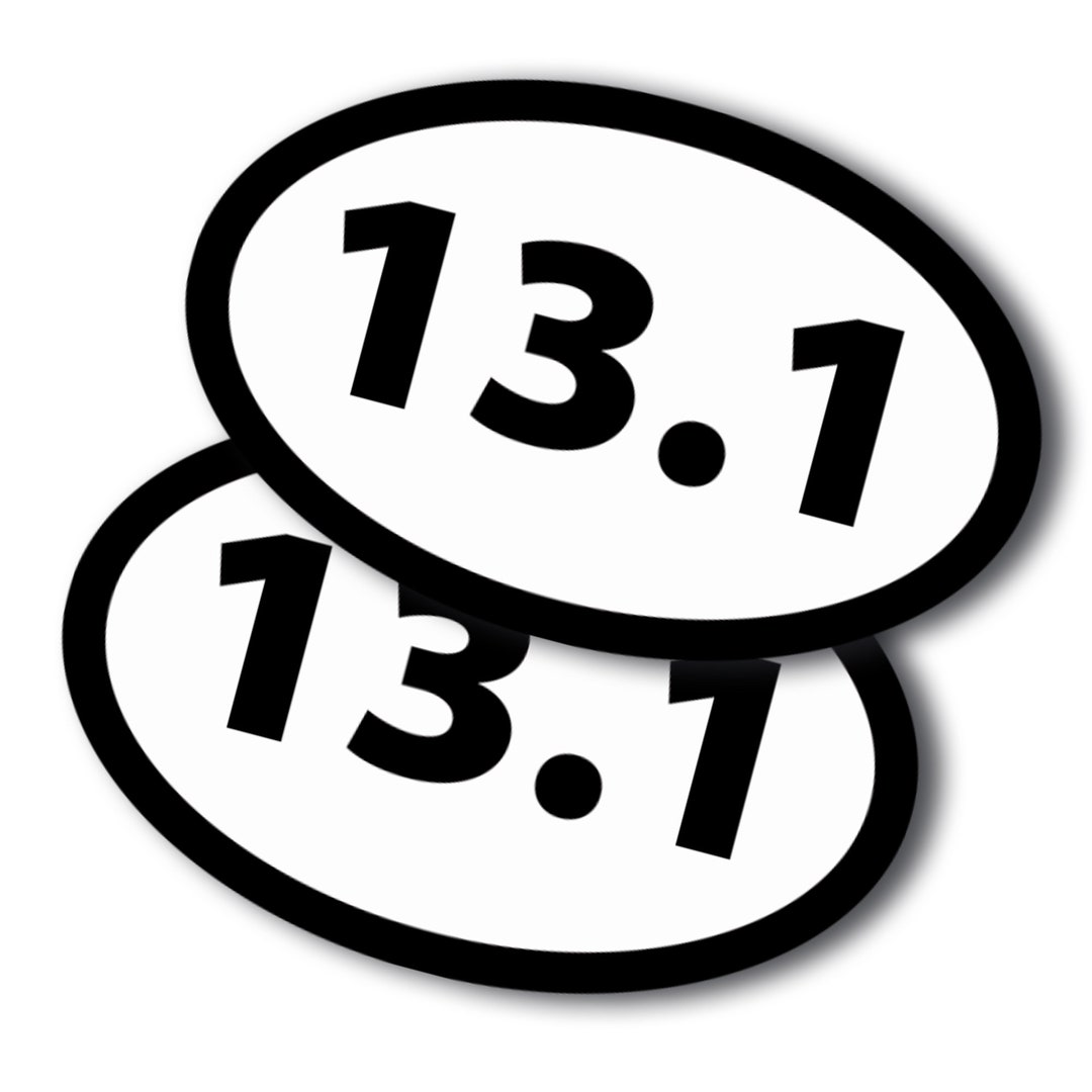 13.1 Half Marathon Oval Runner Adhesive Decal Sticker, 2 Pack, 5.5x3.5 ...