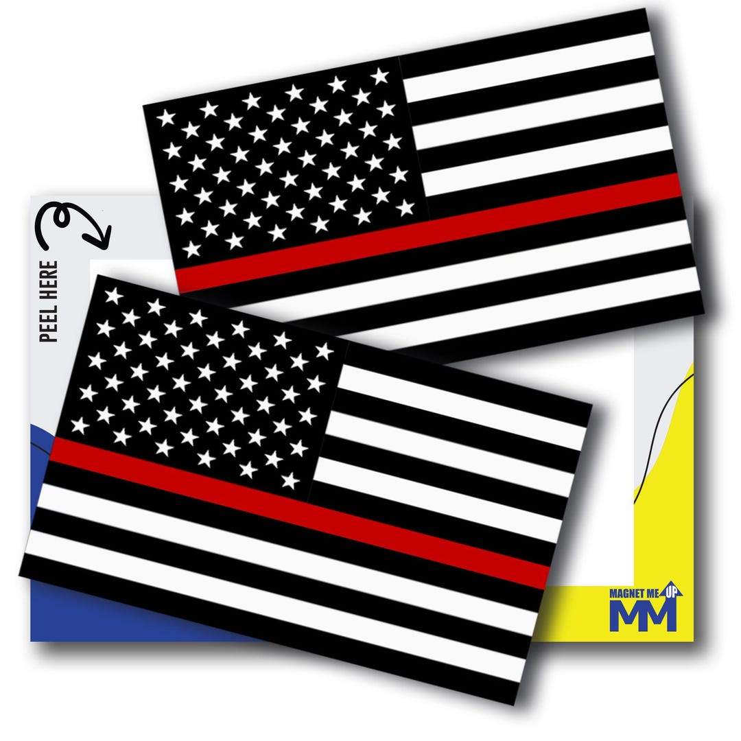 Thin Red Line American Flag Adhesive Decal Sticker, 3x5", 2 Packs ...