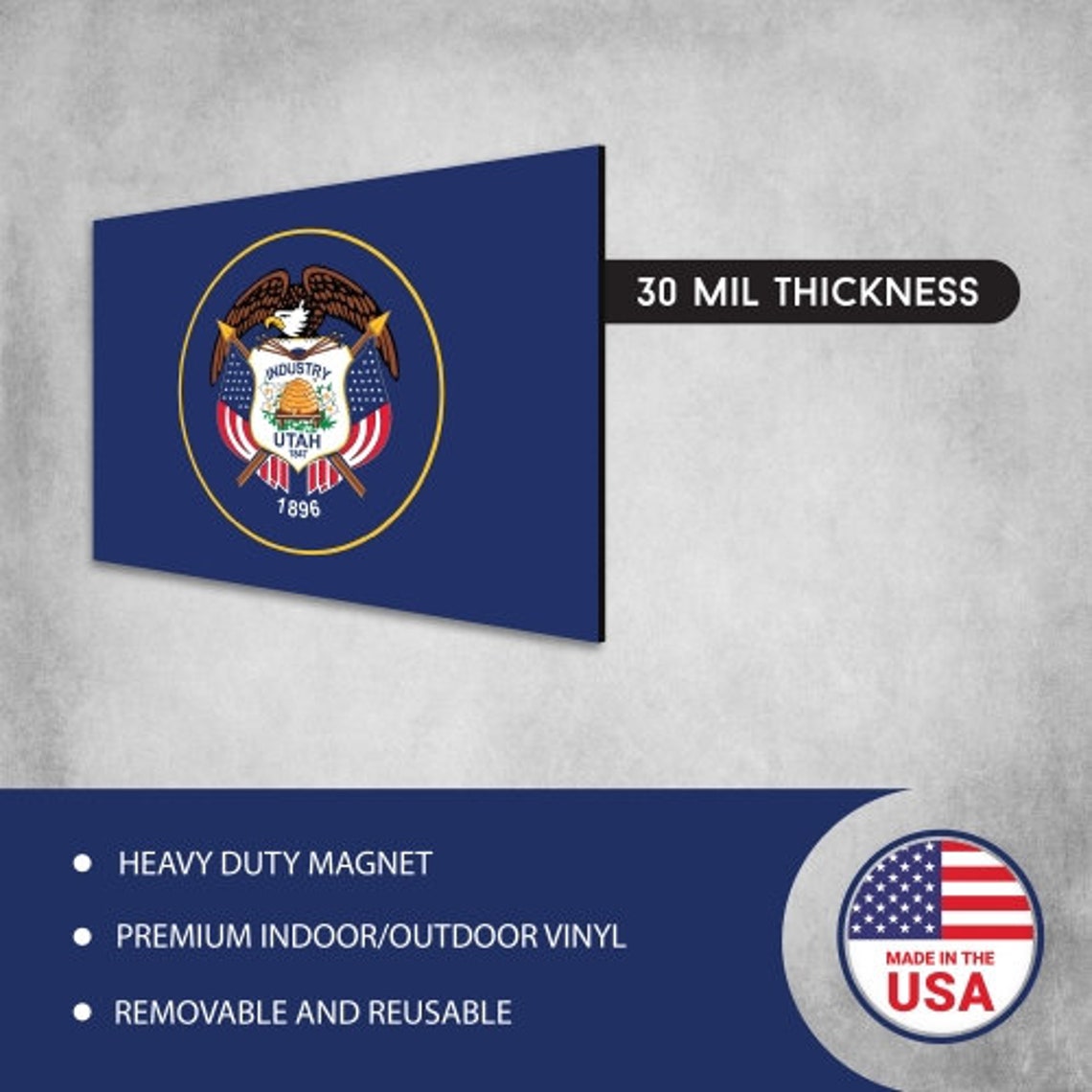 Utah Car Magnet US State Flag Refrigerator Locker SUV Heavy - Etsy