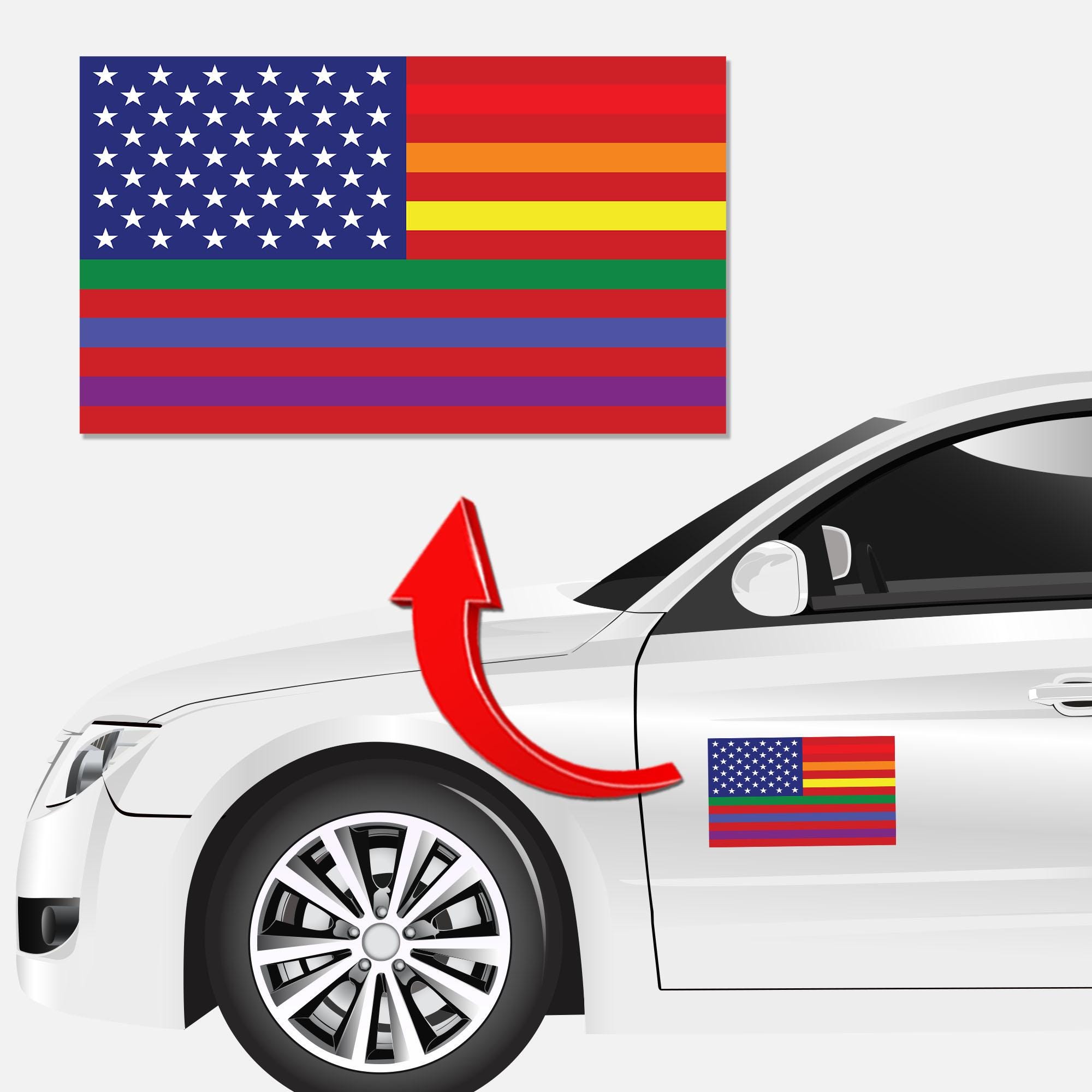 Magnet Me up Gay Pride LGTBQ Rainbow American Flag Car Magnetic Decal ...