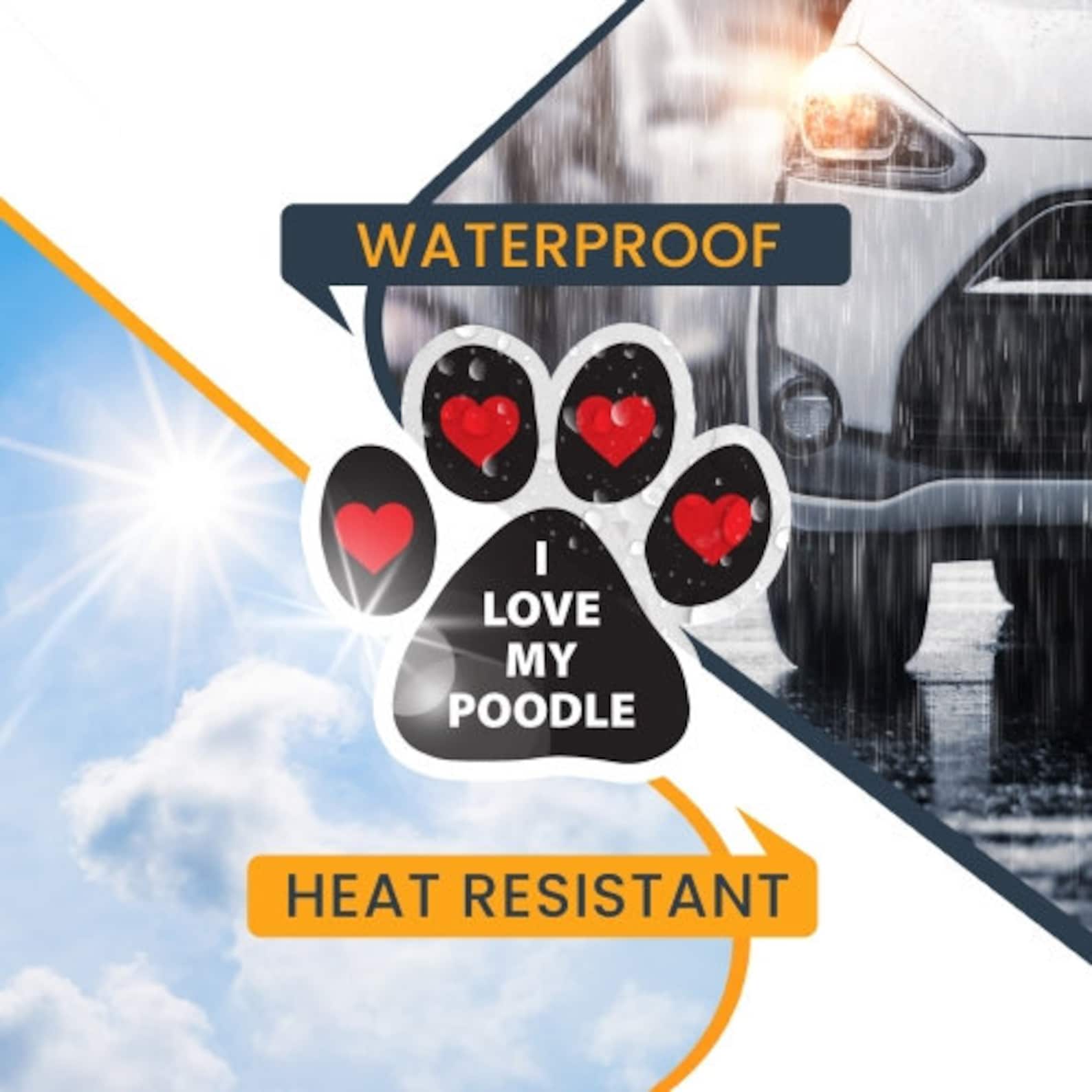 I Love My Poodle Pawprint Car Magnet by Magnet Me up 5 - Etsy