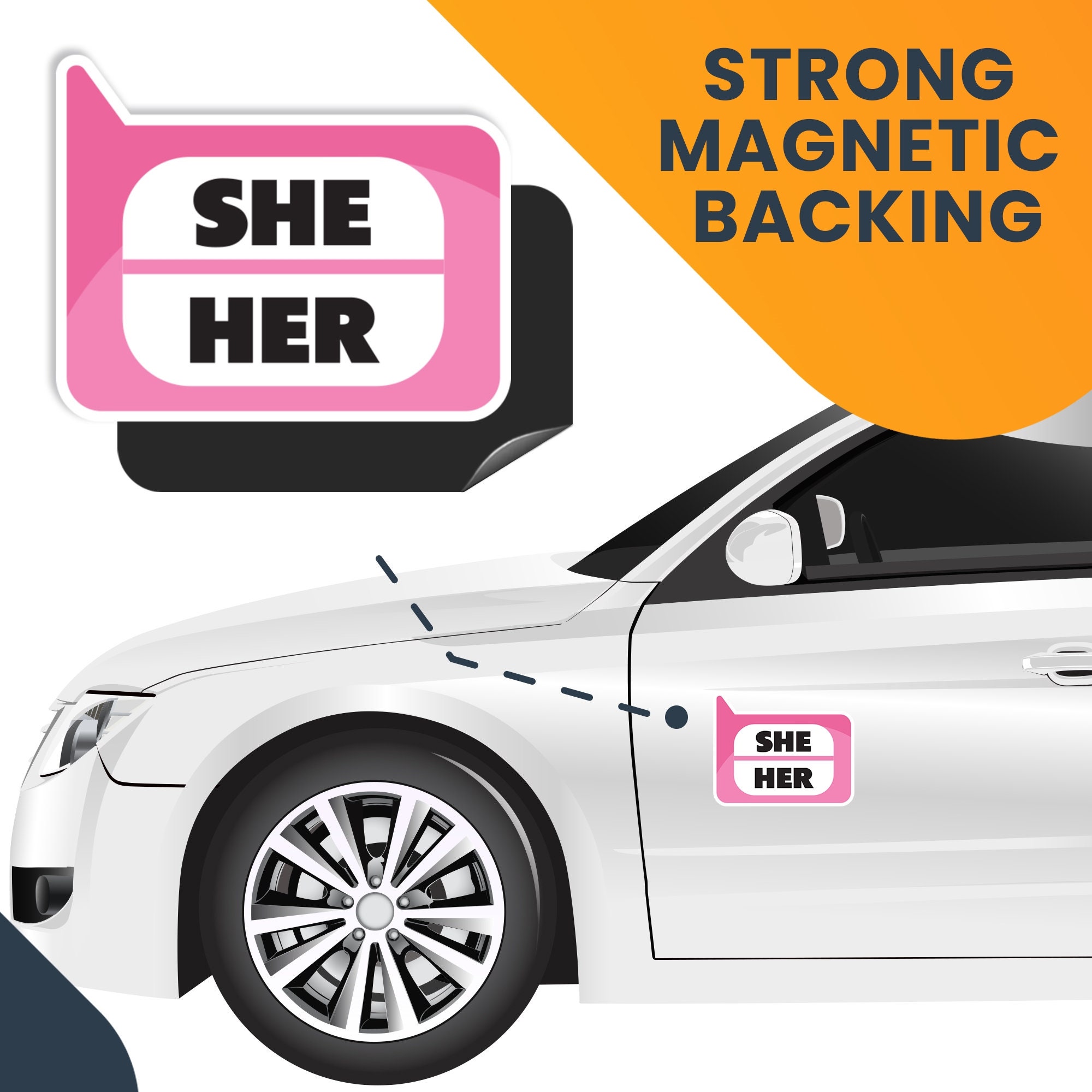 Magnet Me up Pronoun She Her Magnet Decal, 4x5 in Automotive Magnet for ...