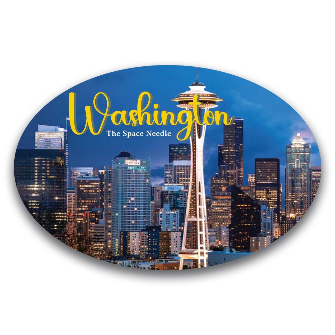Magnet Me up the Space Needle Washington State Oval Magnet Decal, 4x6 ...