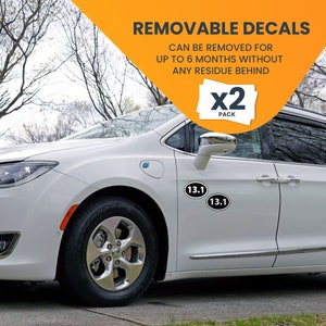 13.1 Half Marathon Inverted Black Oval Runner Adhesive Decal Sticker, 2 ...