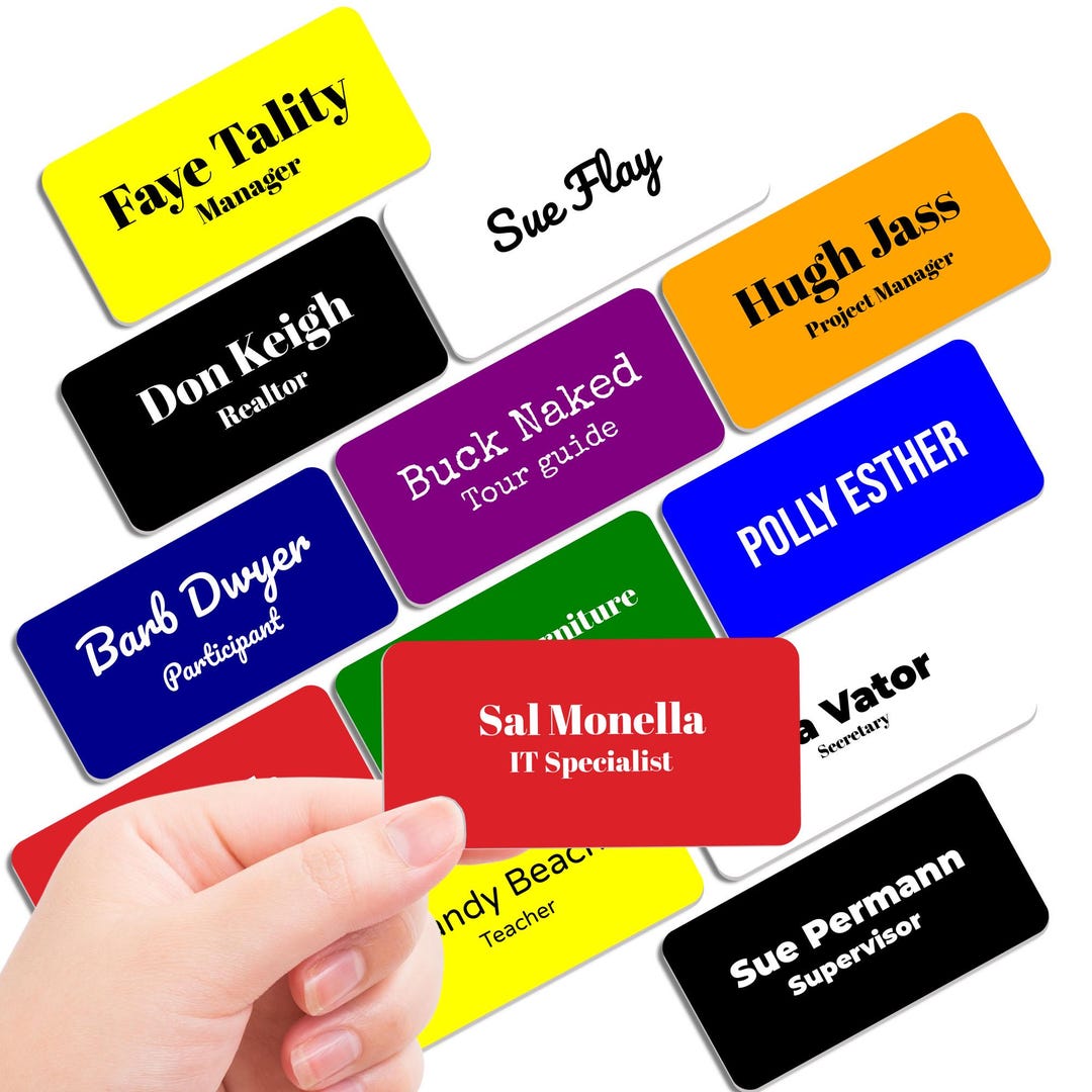 Magnet Me up Custom Printed Magnetic Name Tag Badge - Text Only, 1.5x3 ...