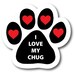 I Love My Chug Pawprint Car Magnet by Magnet Me up 5" Paw Print Auto ...