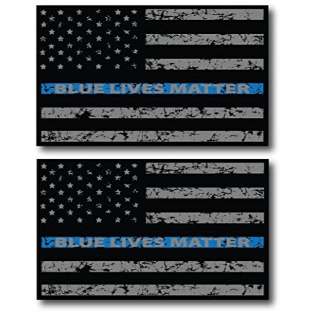 Thin Blue Line Distressed AM Flag 2PK Car Magnet for Car Truck SUV ...