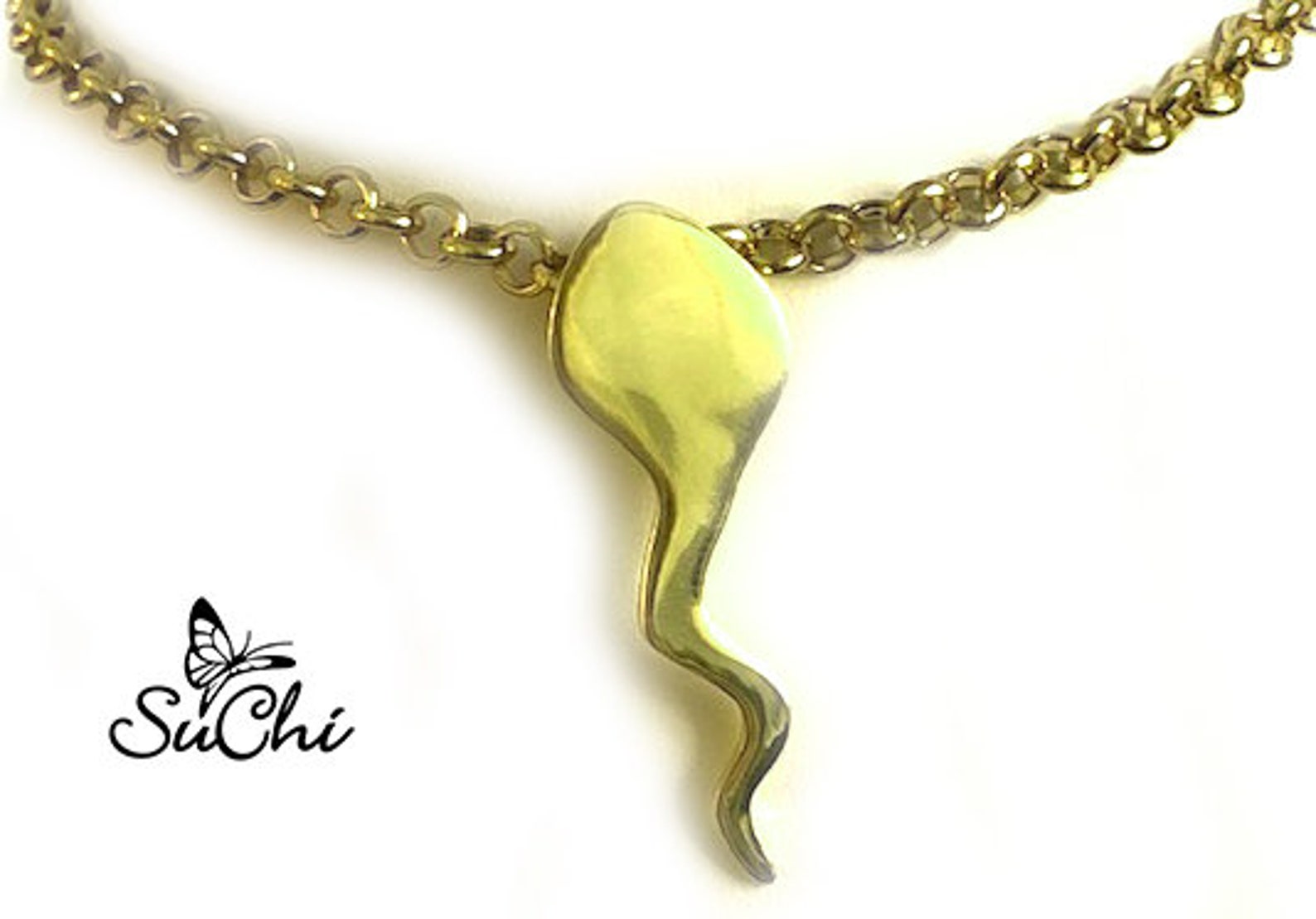 Necklace With A Sperm Pendant In A Silver Or Golden Tone Etsy