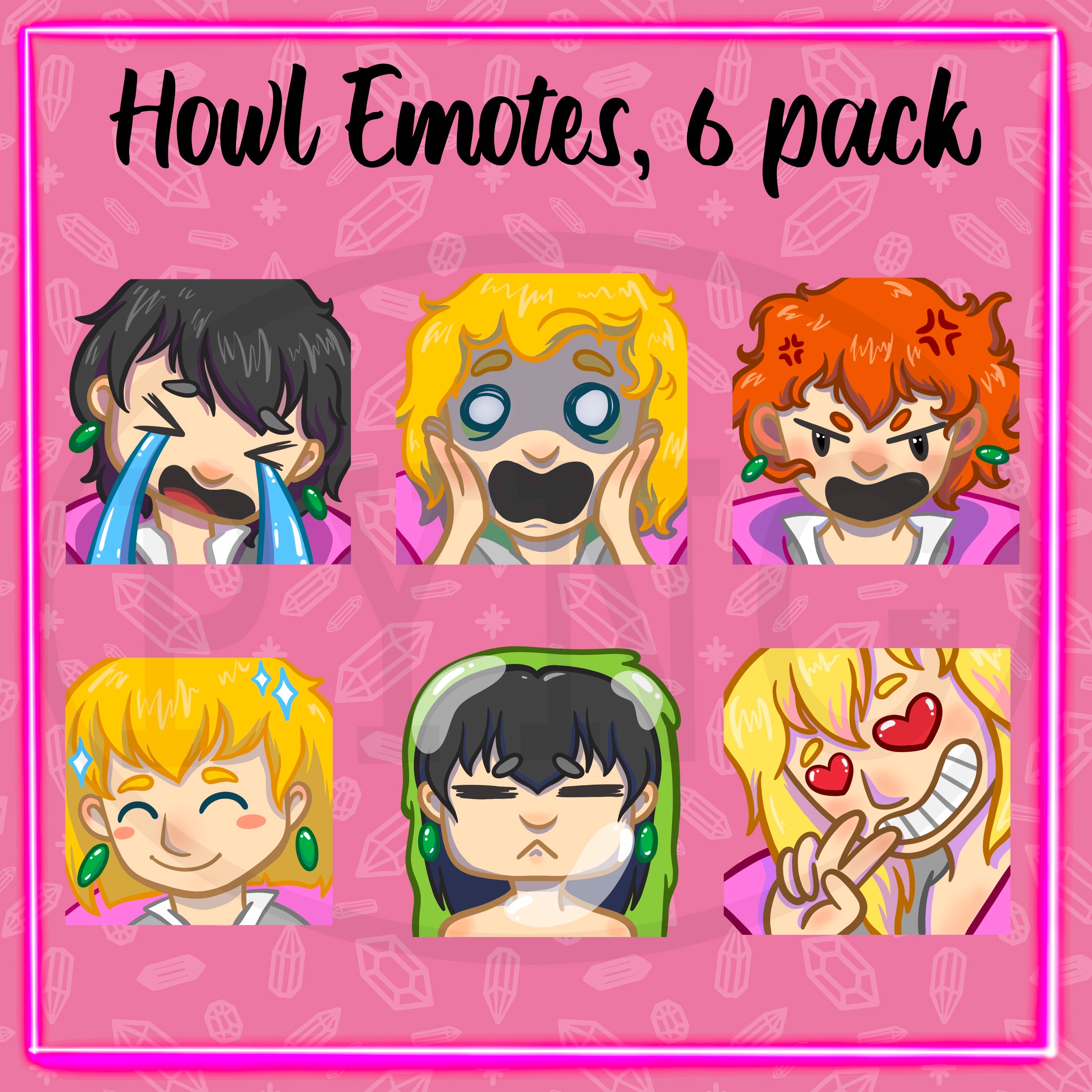 Howl Mood Emotes for Twitch, Set of 6 - Etsy Ireland