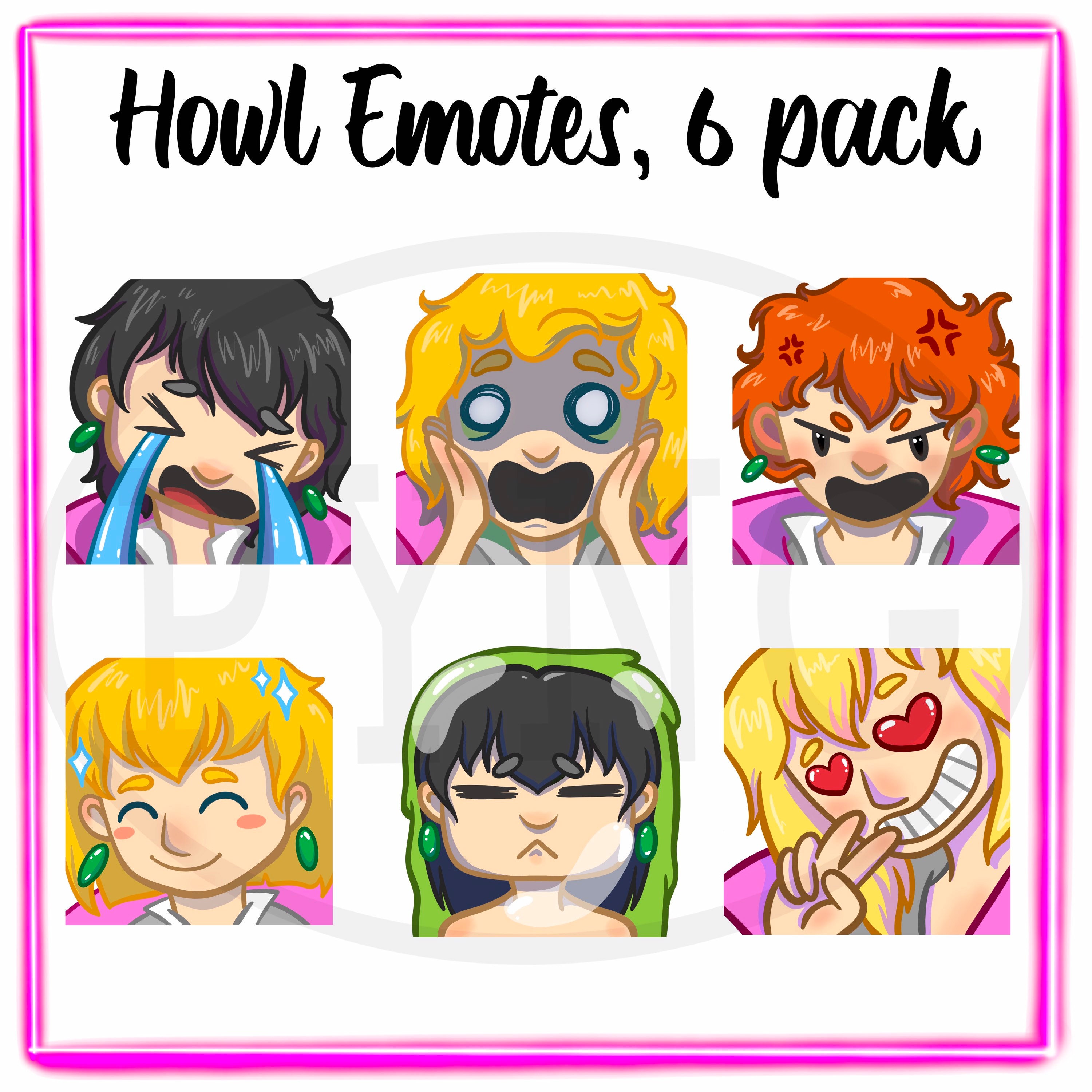 Howl Mood Emotes for Twitch, Set of 6 - Etsy Ireland