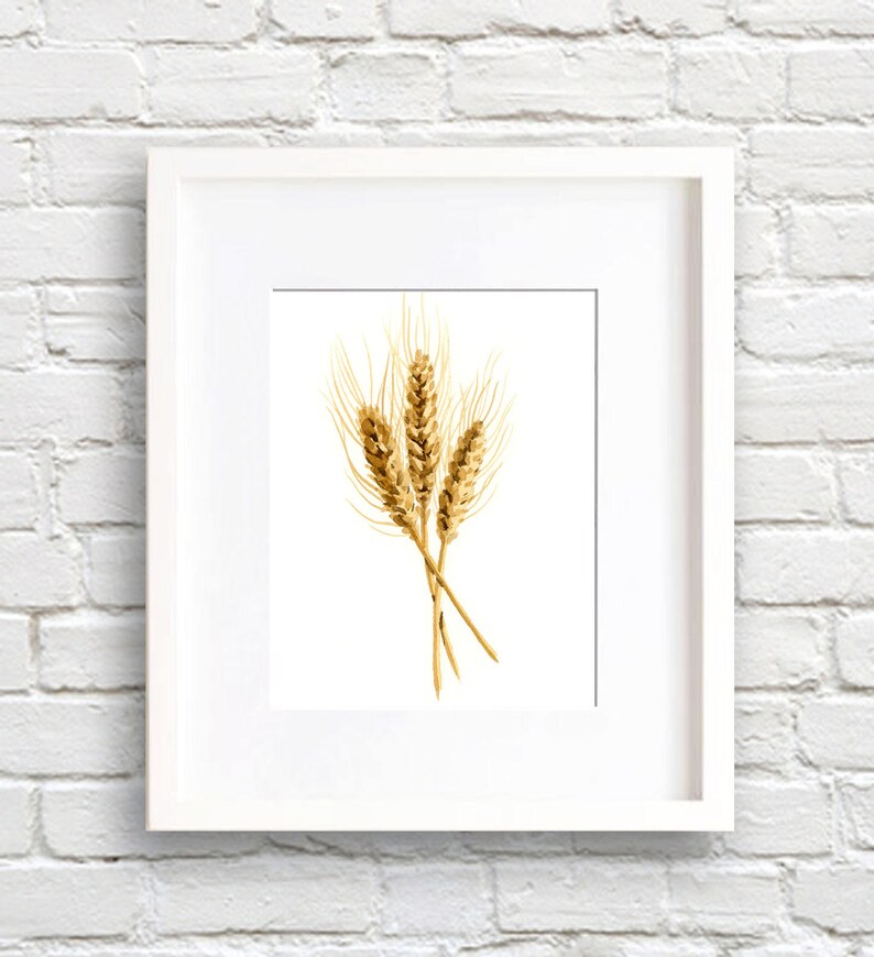 Wheat Art Print Wall Decor Watercolor Painting - Etsy