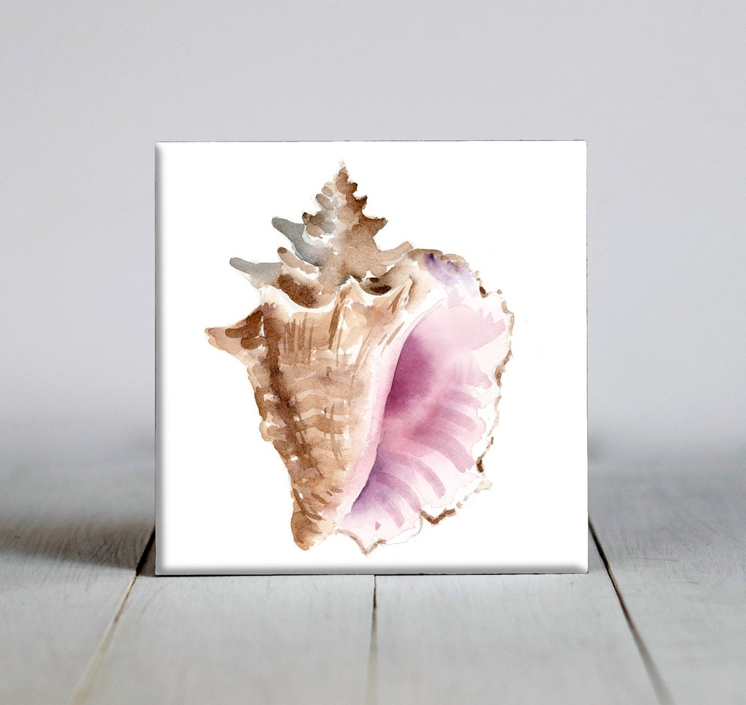 Sea Shell Ceramic Tile: Beach House Decor by DJ Rogers - Etsy