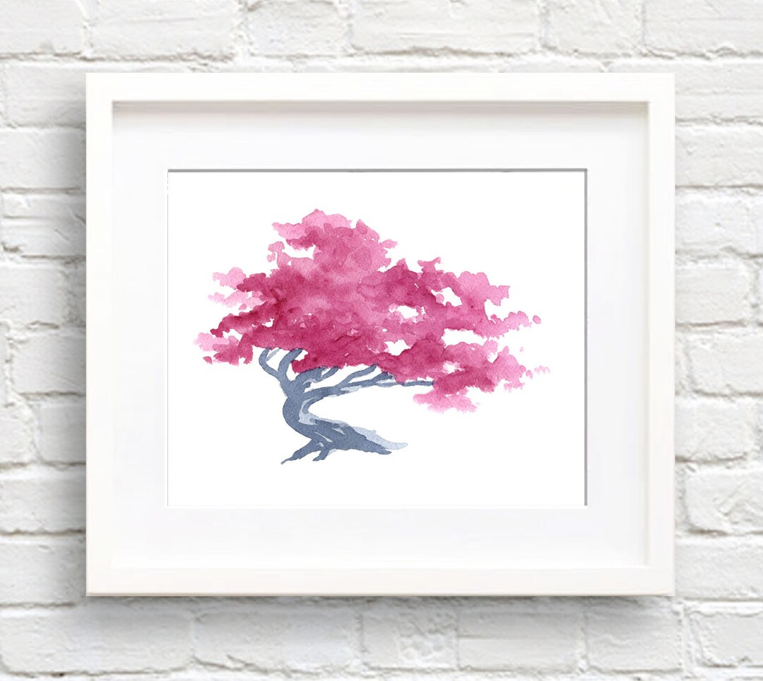 Pink Tree Art Print - Wall Decor - Watercolor Painting - Etsy