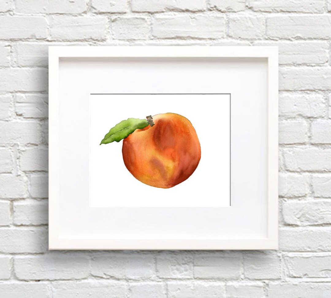 Peach Art Print Kitchen Art Wall Decor Watercolor - Etsy