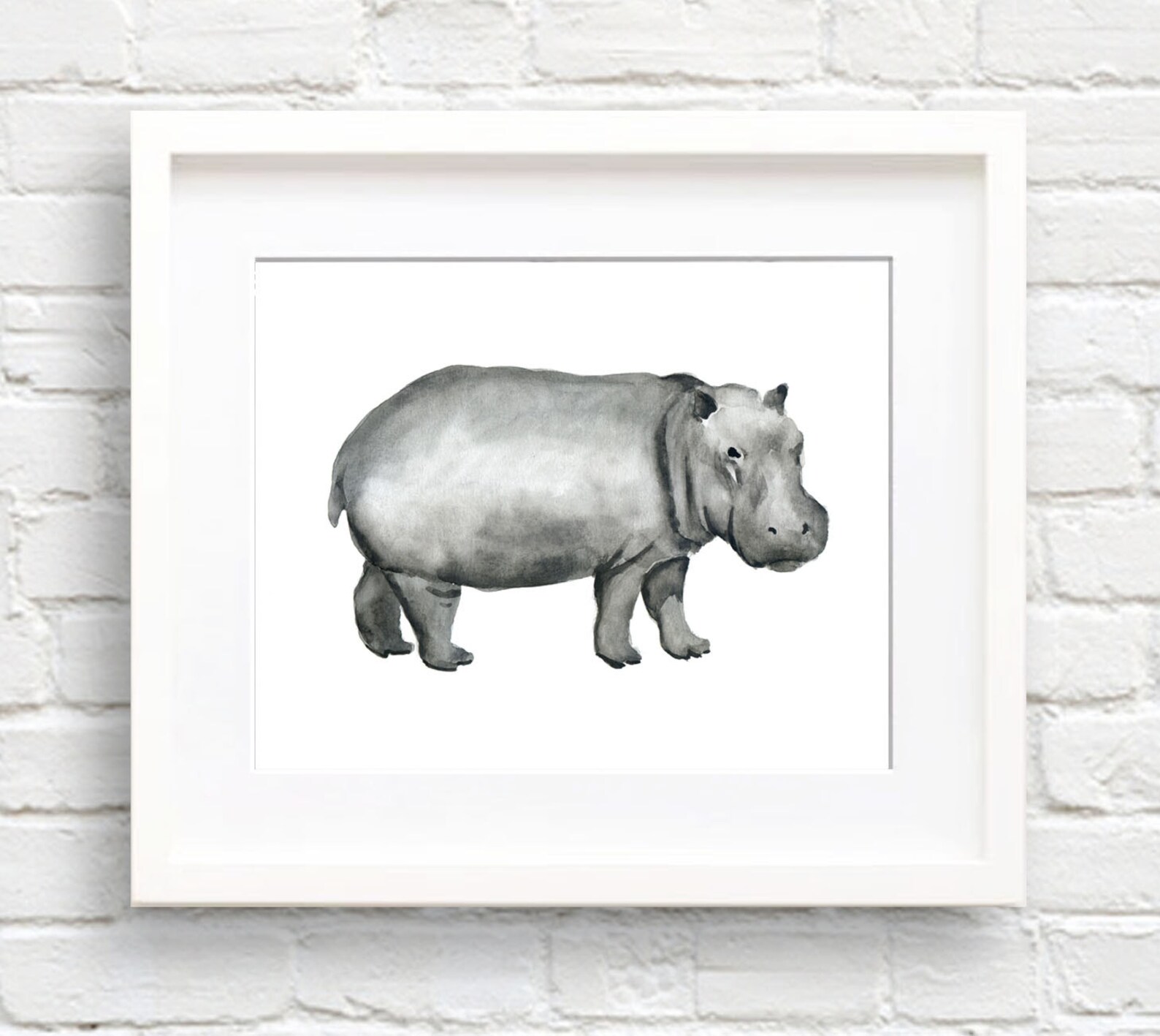 Hippo Art Print Nursery Art Wall Decor Watercolor - Etsy