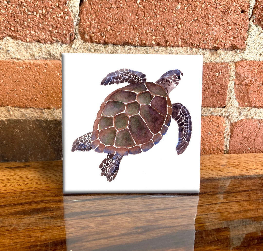 Sea Turtle Ceramic Tile - Sea Turtle Decorative Tile - Animal Lover ...
