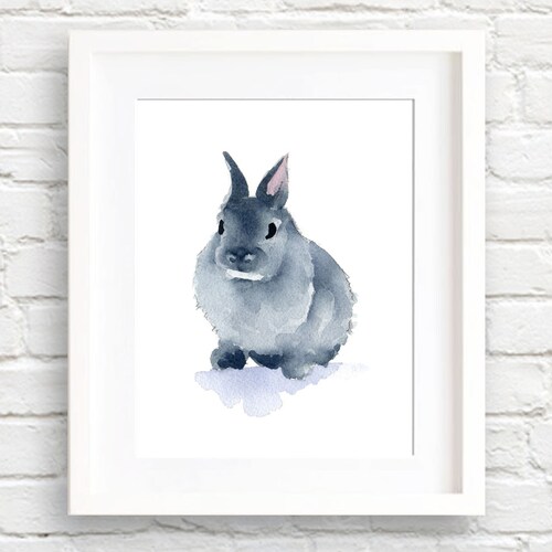 Bunny Rabbit Art Print Nursery Art Wall Decor Watercolor - Etsy