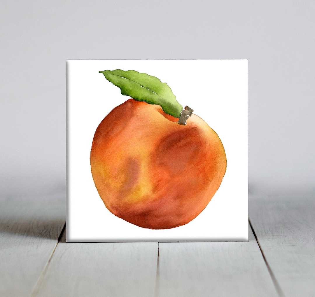 Peach Ceramic Tile - Peach Decorative Tile - Fruit Lover Gift - Unique ...