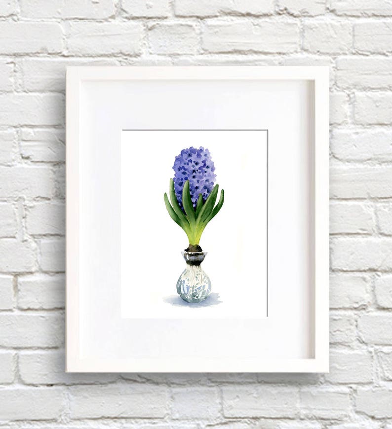 Hyacinth Art Print Hyacinth Flower Wall Decor Floral | Etsy