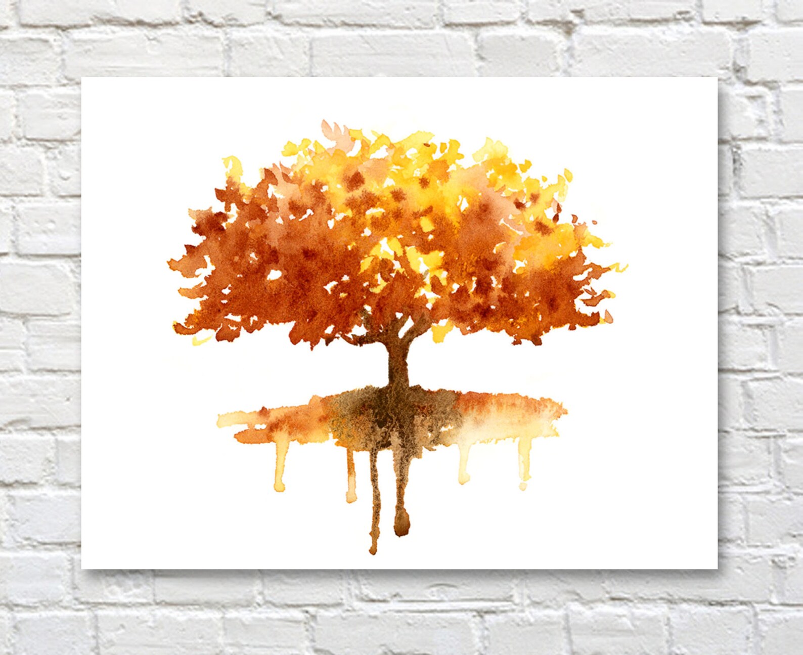 Tree Art Print Fall Colors Wall Decor Watercolor | Etsy