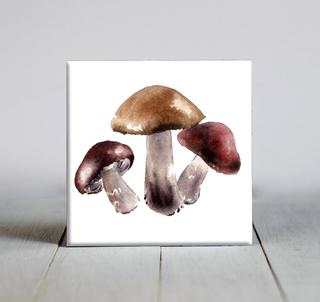 Mushrooms Ceramic Tile - Mushroom Decorative Tile - Food Lover Gift ...