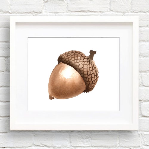 Acorn Watercolor Art Print Fall Wall Art Autumn Decor - Etsy