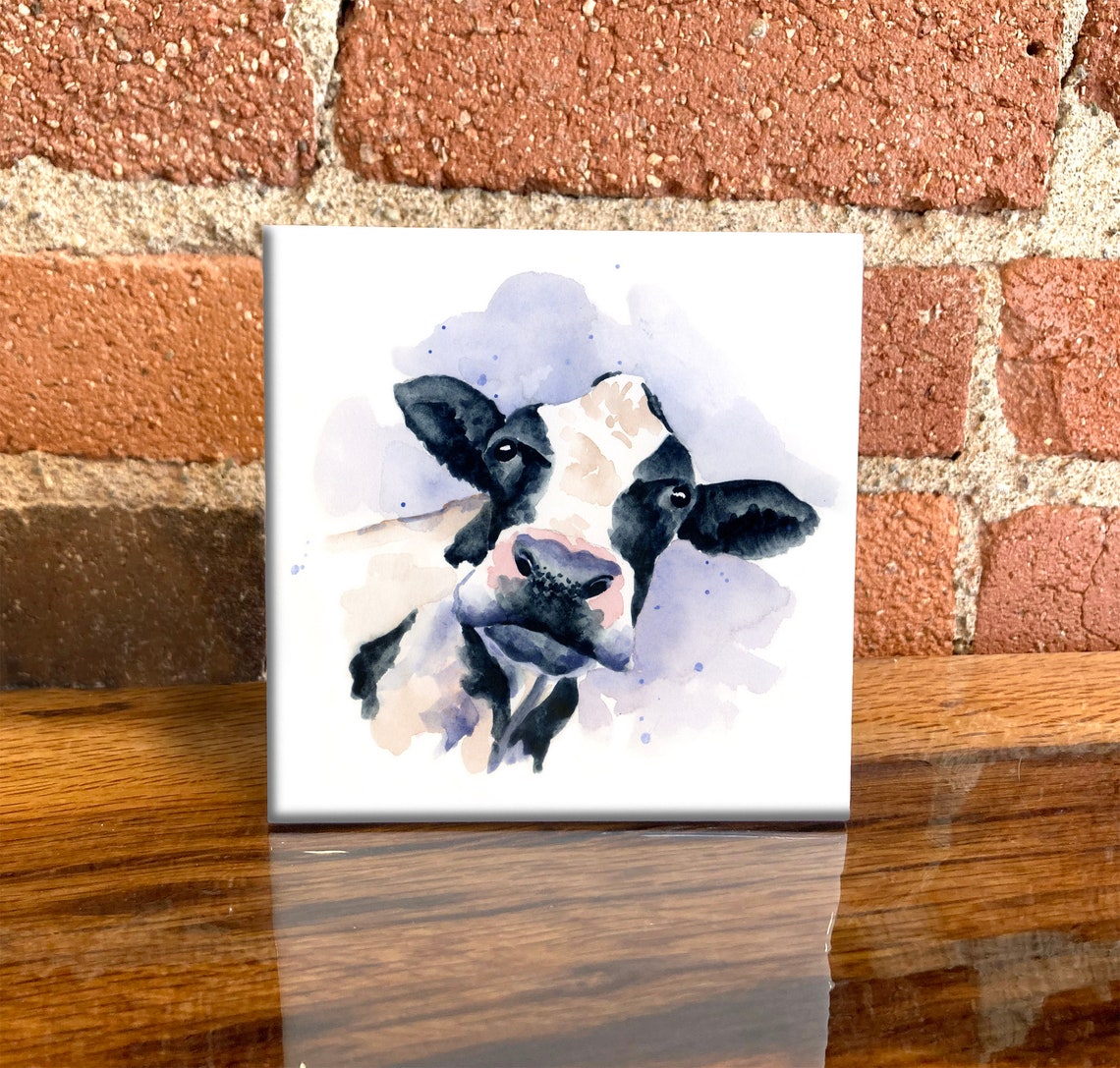 Cow Ceramic Tile Cow Decorative Tile Farm Lover Gift - Etsy