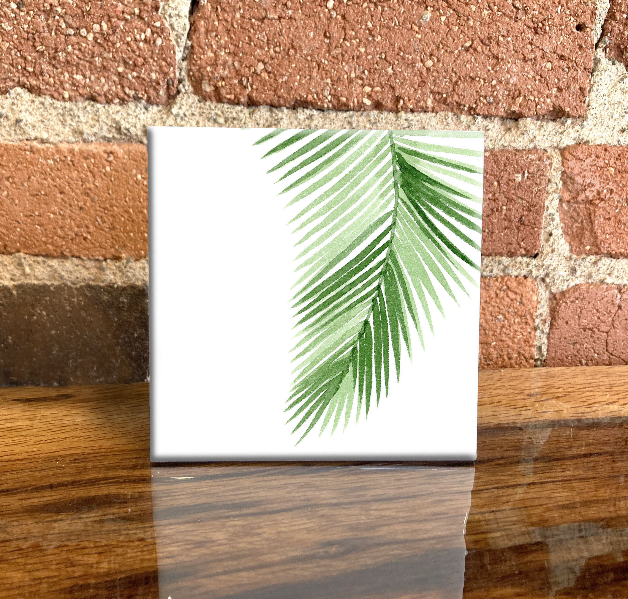 Palm Leaf Ceramic Tile Palm Leaf Decorative Tile Nature - Etsy