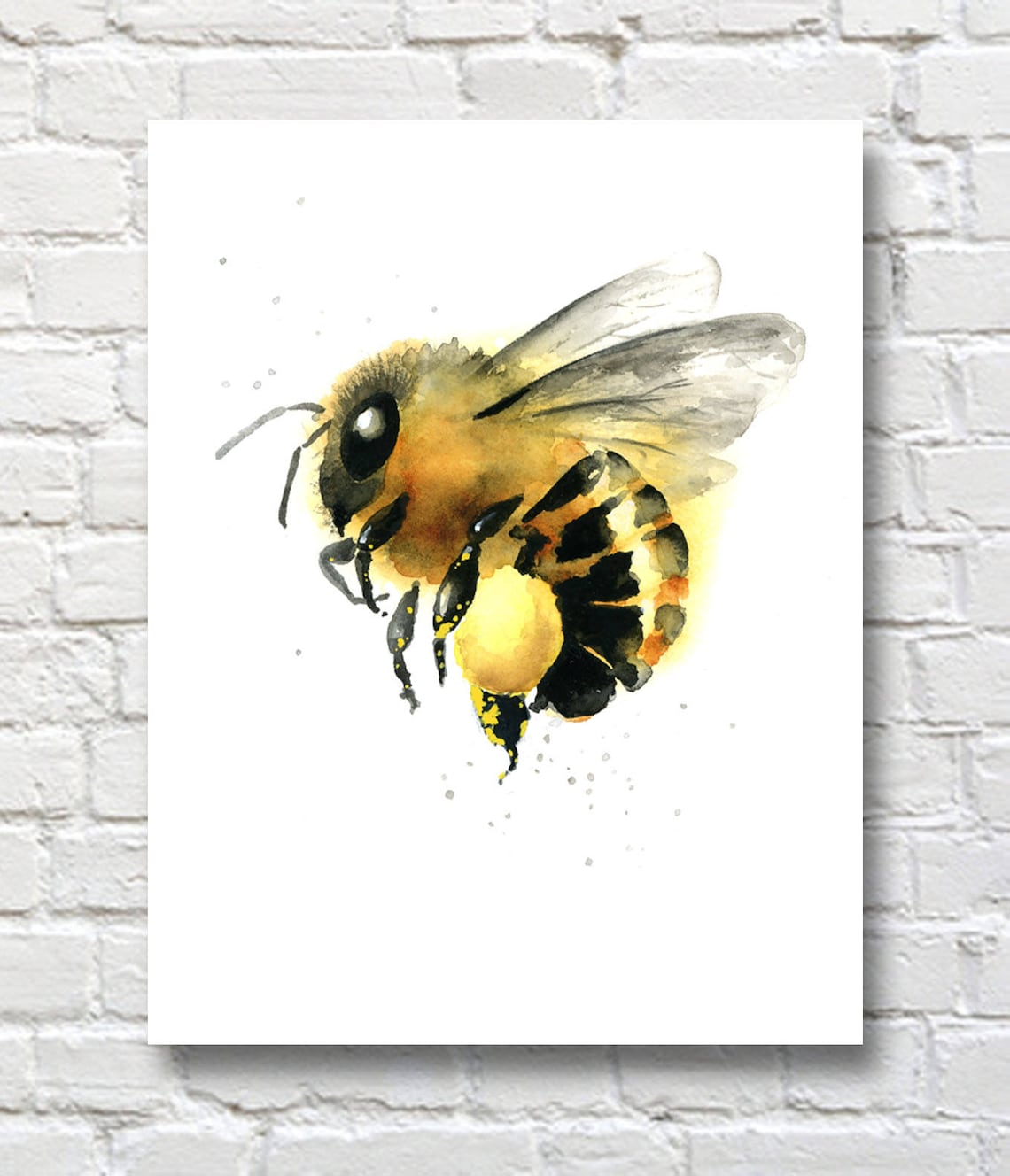 Honey Bee Art Print Wall Decor Watercolor Painting - Etsy
