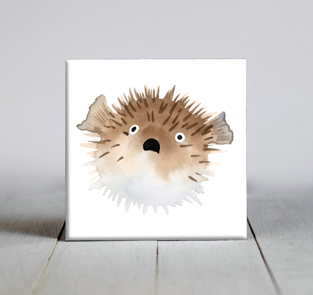 Puffer Fish Ceramic Tile - Puffer Fish Decorative Tile - Nature Lover ...