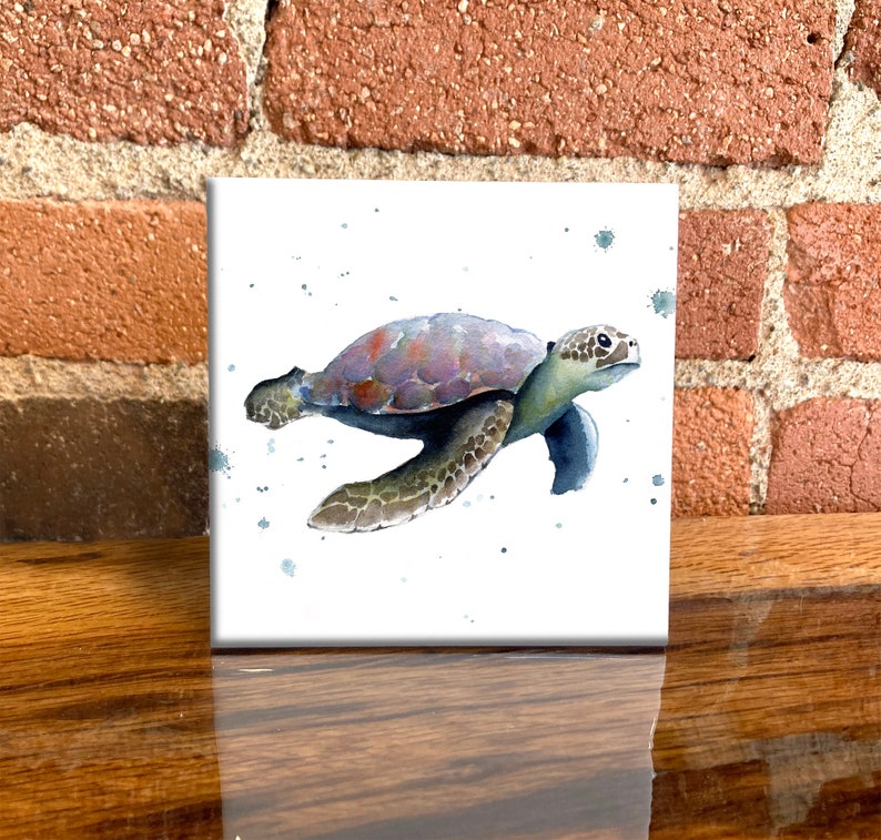 Sea Turtle Ceramic Tile Sea Turtle Decorative Tile Sea - Etsy