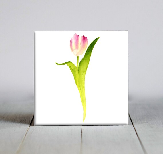 Tulip Ceramic Tile Flower Decorative Tile Plant Lover Gift - Etsy