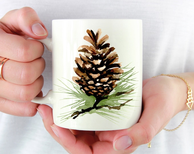 90s Pinecone Nature Mug Vtg Ceramic Cabin Coffee Cup Vintage Cottage ...